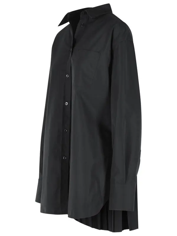 Sportmax Cotton Blend Shirt Dress With Decorative Chain Belt - Black