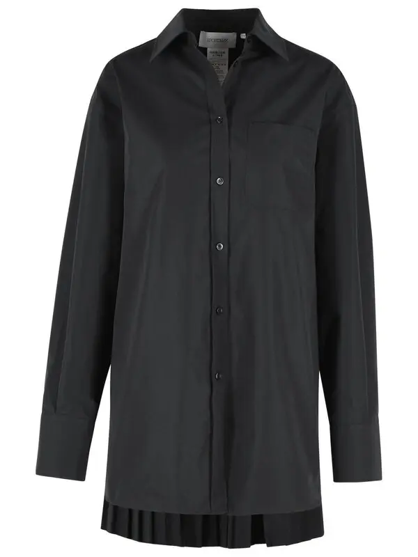Sportmax Cotton Blend Shirt Dress With Decorative Chain Belt - Black