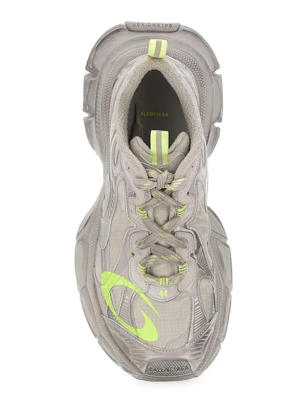 Balenciaga 3xl' Beige Low Top Sneakers With Logo Detail In Tech Fabric - Gray