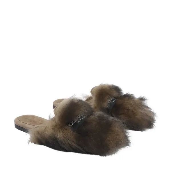 Dolce & Gabbana Shearling And Suede Slippers With Fur Detail - Brown