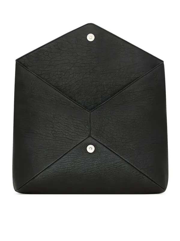 Saint Laurent Large Cassandre Envelope Clutch In Hammered Lambskin