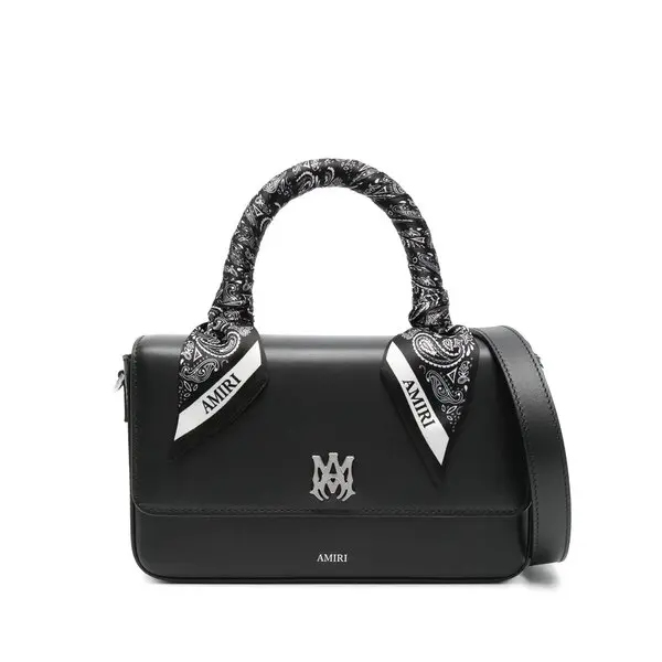 Amiri Leather Tote Bag With Bandana Detail - Black