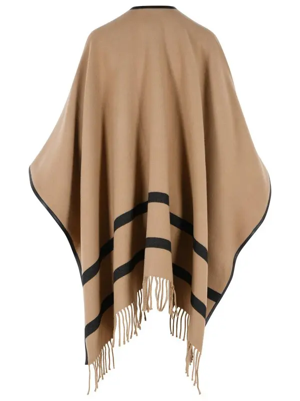 Max Mara Aris' Camel Jacquard Wool Poncho