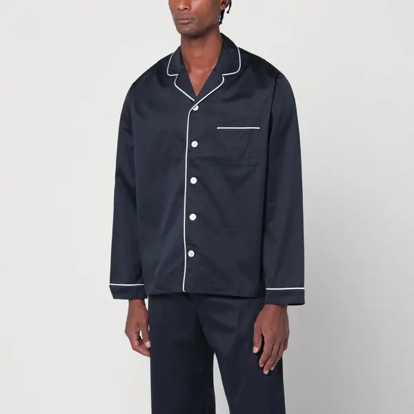 TEKLA White Pyjama Shirt - Blue