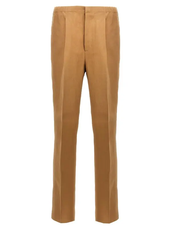 Fendi Paper Canvas Pleated Trousers - Cream