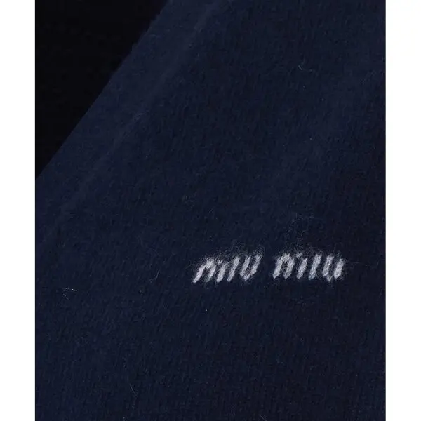 Miu Miu Embroidered Logo V-neck Cashmere Vest - Blue
