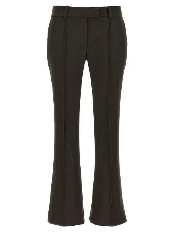 Attico Cropped Flared Wool Gabardine Trousers - Brown