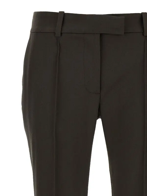 Attico Cropped Flared Wool Gabardine Trousers - Brown