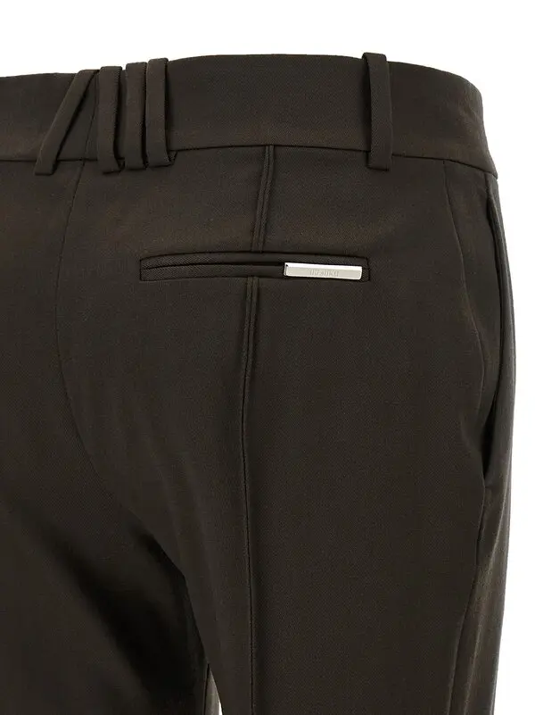 Attico Cropped Flared Wool Gabardine Trousers - Brown