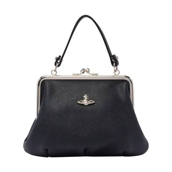 VIVIENNE WESTWOOD Calf Leather Granny Frame Purse Bag - Black