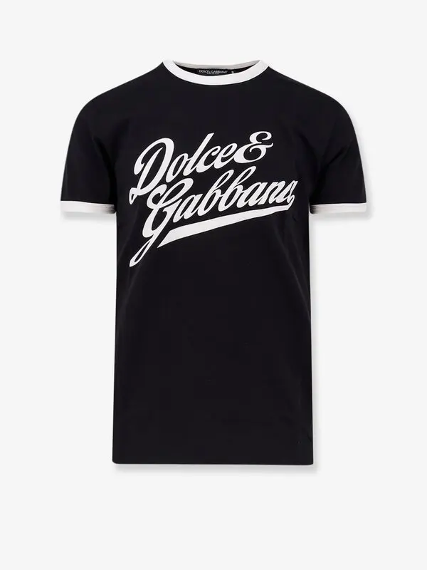 Dolce & Gabbana Cotton T-shirt With Flocked Logo Print - Multicolor