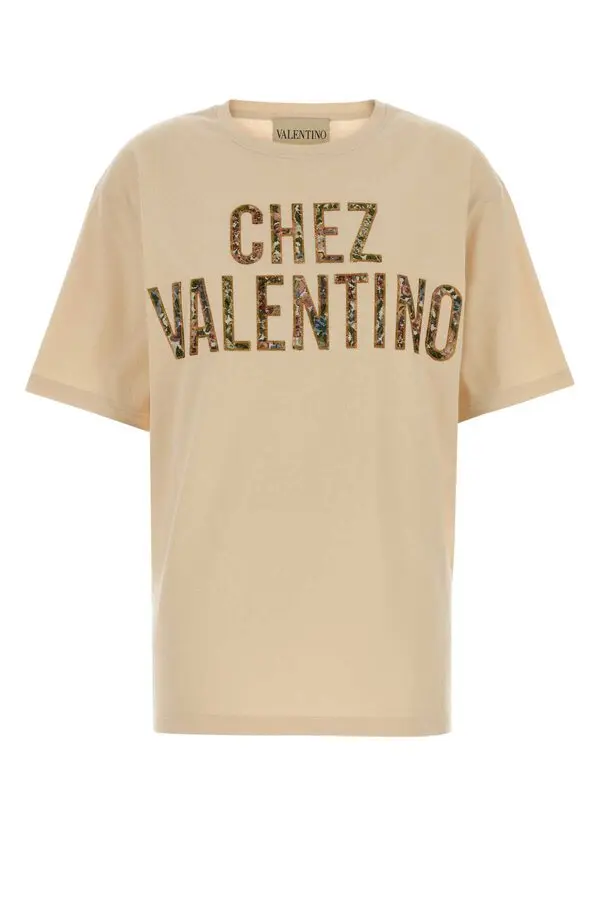 Valentino Garavani Cotton T-shirt With Logo Detail - Brown