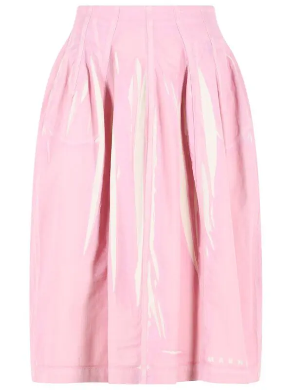 Marni Cotton Skirt With Side Slit Pockets - Pink