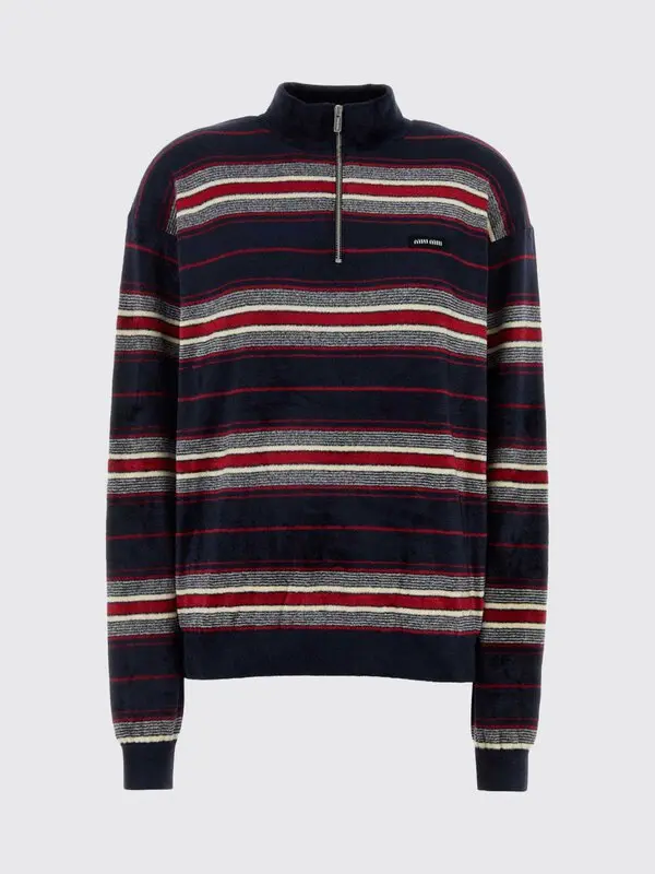 Miu Miu Striped Quarter Zip Pullover