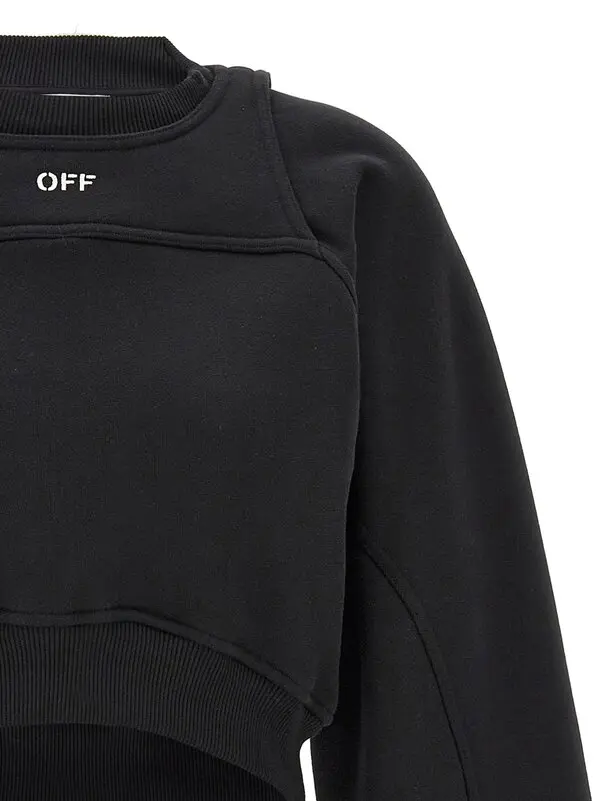 Off-White Cropped Sweatshirt With Harness Detail - Multicolor