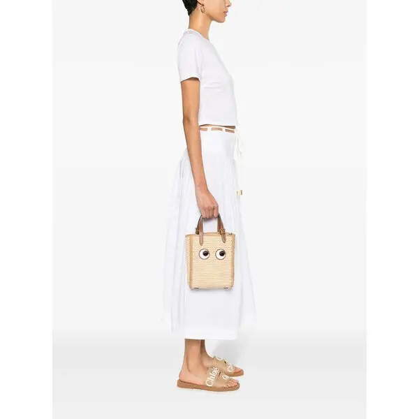 ANYA HINDMARCH Woven Raffia Satchel Bag - Cream