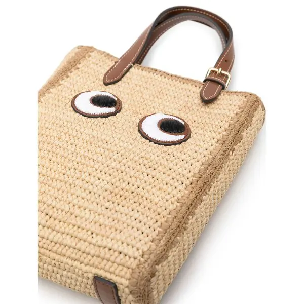 ANYA HINDMARCH Woven Raffia Satchel Bag - Cream