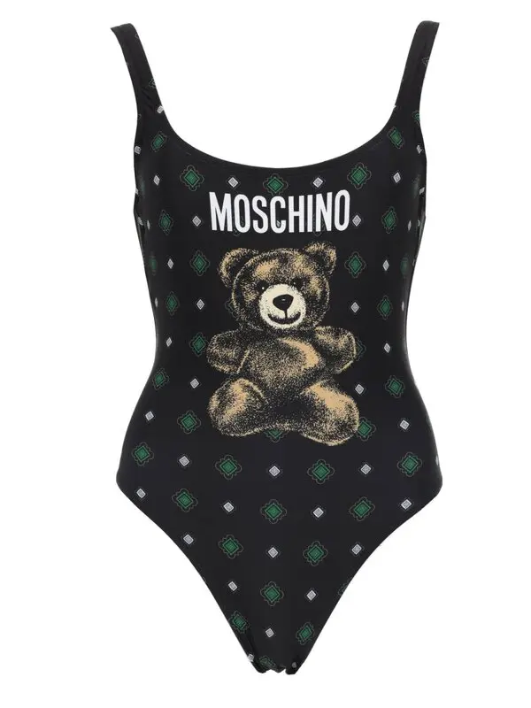 Moschino Teddy Bear Print One-piece Swimsuit - Black