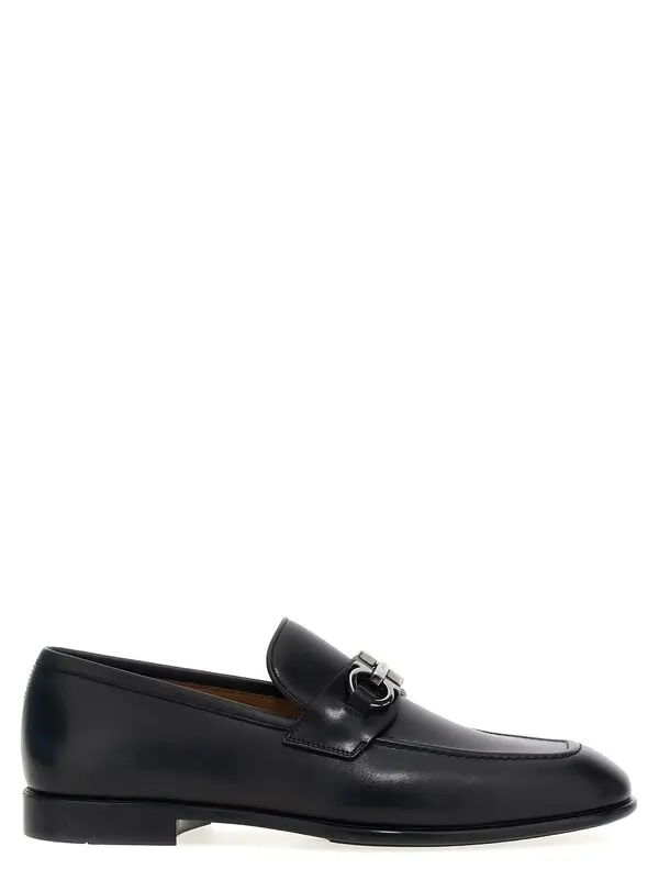 FERRAGAMO Foster Loafers With Metal Detail - Black
