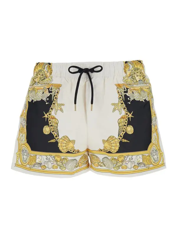 Versace Coral Theatre Print Swim Shorts - White