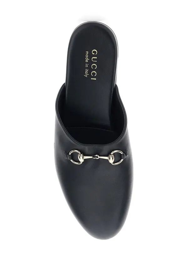 Gucci Mule With Horsebit Detail In Smooth Leather - Black