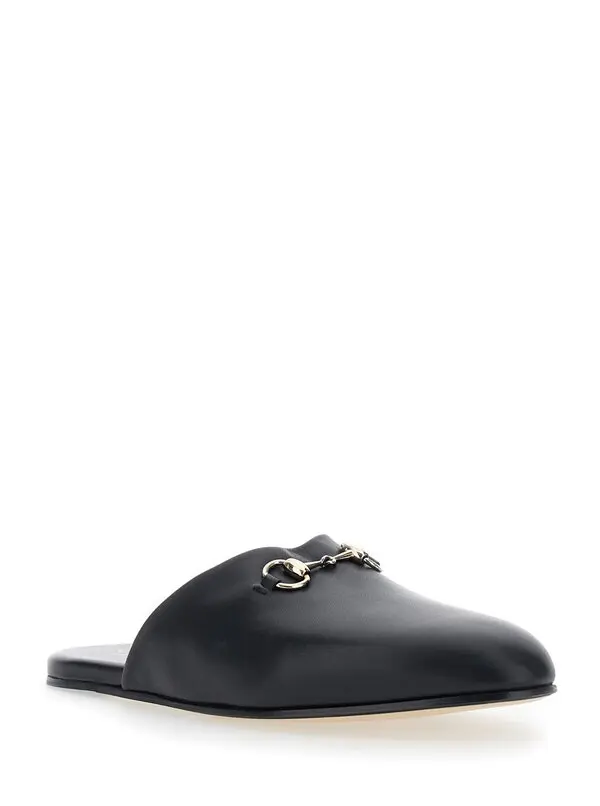 Gucci Mule With Horsebit Detail In Smooth Leather - Black