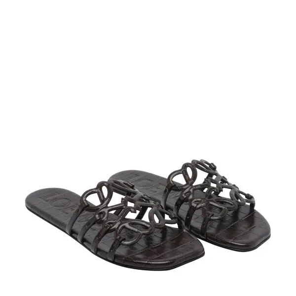 Loewe Petal Anagram Slides - Brown