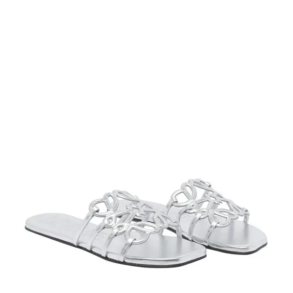 Loewe Petal Anagram Slides - Silver