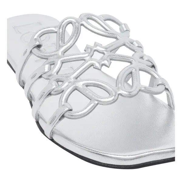 Loewe Petal Anagram Slides - Silver