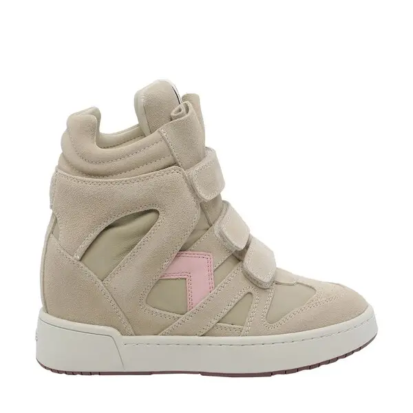 Isabel Marant Étoile High-top Sneakers With Velcro Closure And Concealed Wedge - Cream