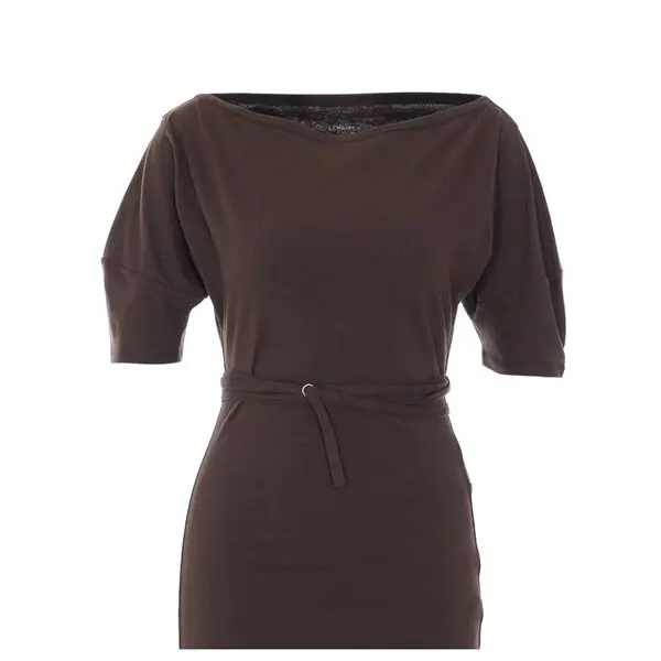LEMAIRE Off-shoulder Belted Pencil Dress - Brown