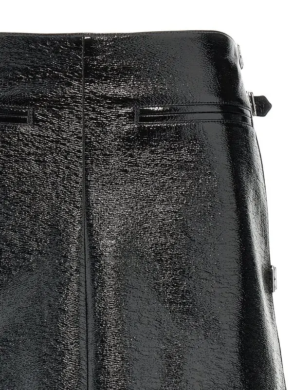 COURREGES Mini Vinyl Skirt With Buckled Straps