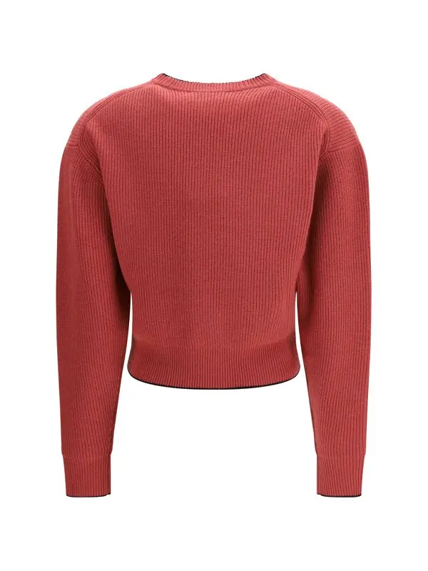 Chloé Cropped Ribbed Wool Cashmere Pullover With Heart Logo - Pink