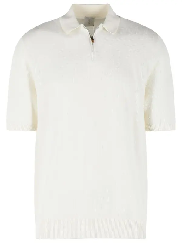 Eleventy Ivory Cotton Polo Shirt