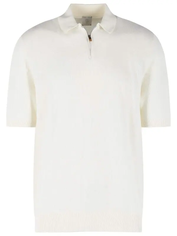 Eleventy Ivory Cotton Polo Shirt