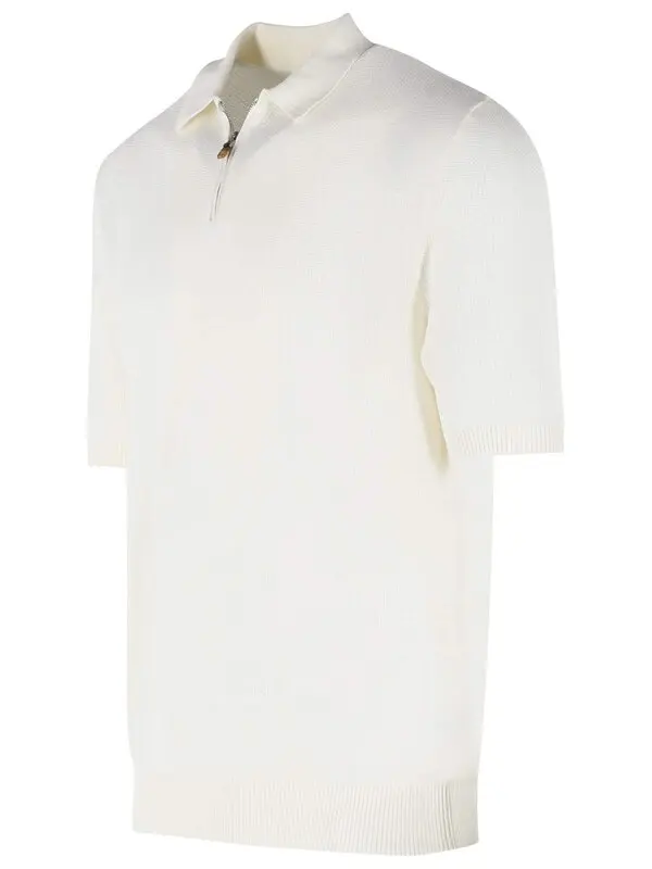 Eleventy Ivory Cotton Polo Shirt
