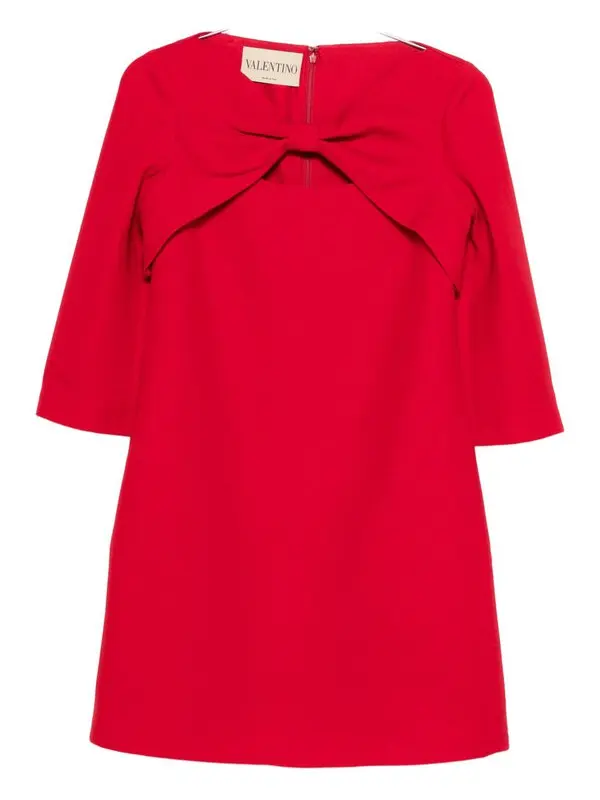 Valentino Garavani Wool And Silk Mini Dress With Bow Detail - Multicolor