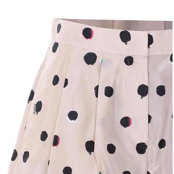 Fendi Silk Polka Dot Print High-waist Shorts - White