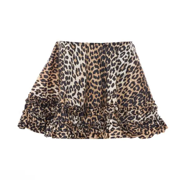 GANNI Printed Duchesse Gathered Skirt - Cream
