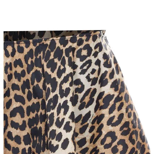 GANNI Printed Duchesse Gathered Skirt - Cream