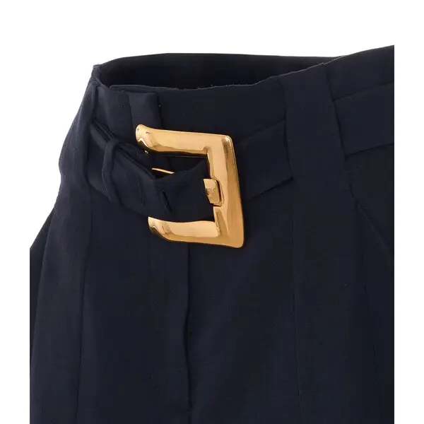 Balmain Grain De Poudre Belted High-waist Hotpants