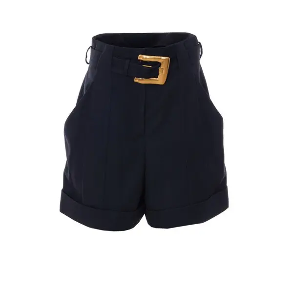 Balmain Grain De Poudre Belted High-waist Hotpants - Black