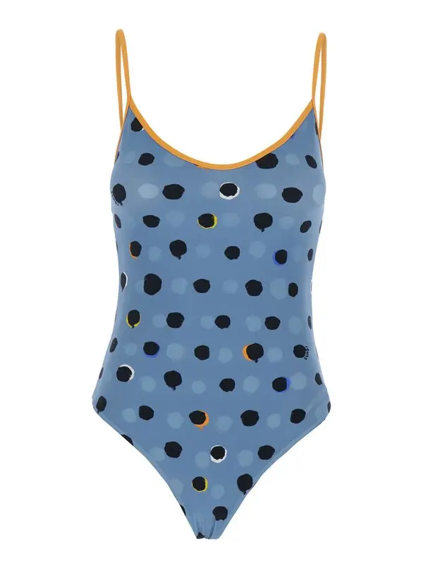 Fendi Reversible Polka Dot Tech Fabric One-piece Swimsuit - Multicolor