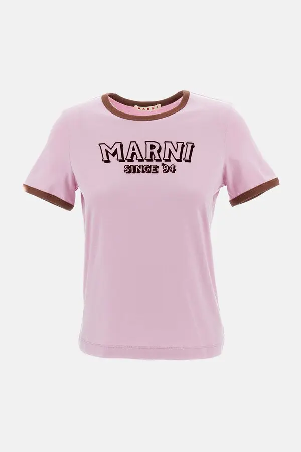 Marni Short-sleeved Cotton T-shirt With Embossed Logo
