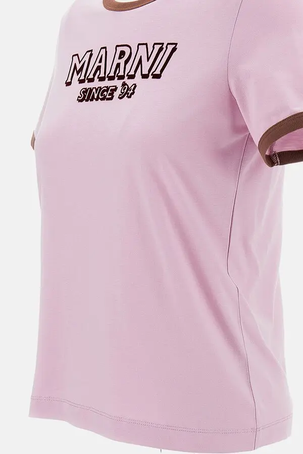 Marni Short-sleeved Cotton T-shirt With Embossed Logo