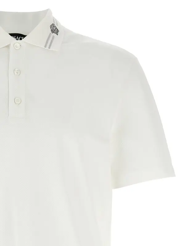 Versace Medusa Embroidery' Polo Shirt - White