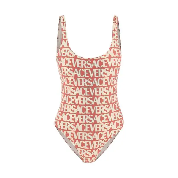Versace Allover Print One Piece Swimsuit - Red