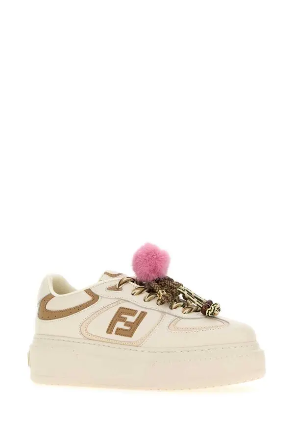 Fendi Leather Match Sneakers With Embellished Laces - Multicolor