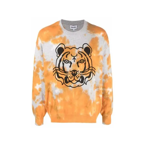 Kenzo Tie-dye Tiger Print Crew Neck Sweater - Orange