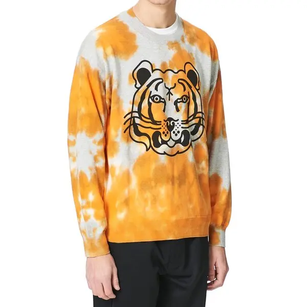 Kenzo Tie-dye Tiger Print Crew Neck Sweater - Orange